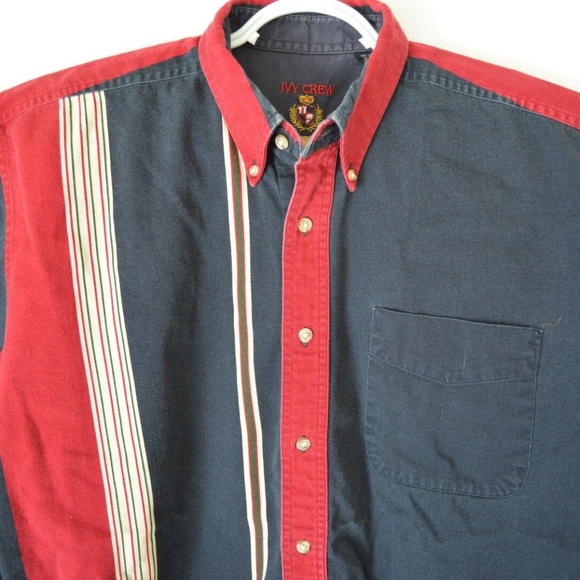 Ivy Crew | Shirts | Ivy Crew Long Sleeve Red White Blue Size L | Poshmark